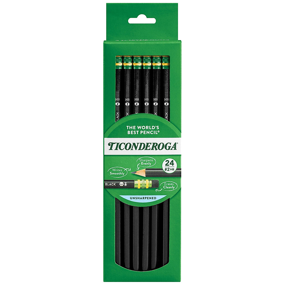 Dixon Ticonderoga Wood-Cased #2 Pencils, Box of 24, Black (13926)