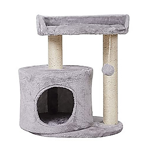 MIAO PAW G5 Small Cat Tree Tower Condo Furniture Activity Center Play House Sisal Scratching Posts Large Platforms and a condo Grey