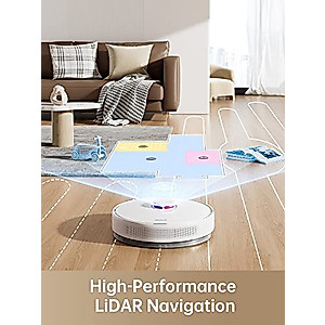 Dreametech D10 Plus Robot Vacuum and Mop with Self-Emptying Base for 45 Days of Cleaning, Robotic Vacuum with 4000 Pa Suction and LiDAR Navigation, Compatible with Alexa, Wi-Fi Connected