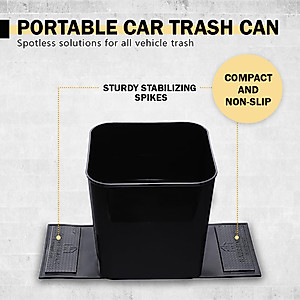 Car Trash Can for Vehicles Leakproof Compact Garbage Bin w/ Stability Flap, Anti-Slip Base, Portable Trash Holder for Cars, Trucks, SUVs, Minivans Compact, Easy to Clean Auto Container Organizer Black