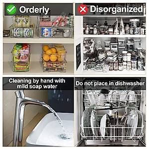 SINYWAY Set of 10 Plastic Refrigerator Organizer Bins, Stackable Organization and Storage Includes 4 Large & 4 Middle Organizers & 2 Small Drawers, Clear Containers for Kitchen, Pantry & Freezers