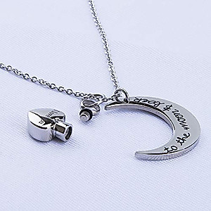 Fanery Sue Personalized Custom Love You to the Moon and Back Cremation Urn Necklace for Ashes Memorial Pendant Jewelry(No Engraving)
