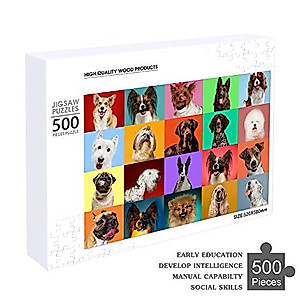 500 Pieces Jigsaw Puzzle for Adults Different Breeds of Dogs Wooden Jigsaw Puzzles Table Game Kids Family Toy DIY Gift