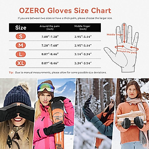 OZERO Winter Gloves for Women Touch Screen Non-Slip Silica Gel Thermal for Phone Texting - Windproof Waterproof for Hiking Running Cycling Driving - Black (Medium)