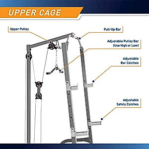 Marcy Pro Deluxe Cage System with Weightlifting Bench All-in-One Home Gym Equipment PM-5108
