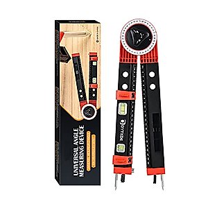 14 Inch Miter Saw Protractor Angle Finder Tools Angle Measuring Tool, Carpenter Tools 4 in 1 Compass, Multifunction Carpenter Tools Level Picture Hanging Tool Gifts for Men Husband Grandpa Dad
