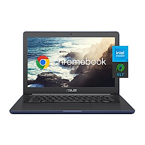 Asus 14'' Chromebook (Latest Model), Intel Celeron Dual Core Processor, 4GB RAM, 32GB eMMC Military-Grade Durability, Spill Resistant Keyboard, Long Battery Life, NLY MP, Chrome OS ‎Dark Blue