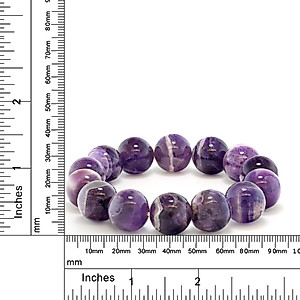 Gem Stone King Purple Amethyst Bead Gemstone Stretchy Bracelet For Women 8.5 Inch Round 16MM