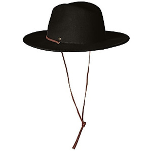 Brixton mens Field Wide Brim Felt Hat Fedora, Black, Large US