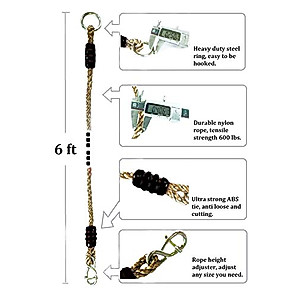 Tree Swing Ropes Hammock Chair Straps Hanging Kit with 2 Carabiners for Replacement, Adjustment or Extension - 6ft & Holds to 600lbs, Perfect for Children Swing, Outdoor Hammock and Hanging Chair