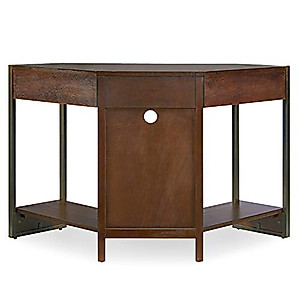 Leick Home Riley Holliday Computer Desk with Dropfront Keyboard Drawer, Furniture, Espresso/Gold