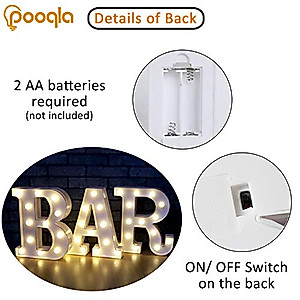 BAR - Illuminated Marquee Bar Sign - Lighted LED Marquee Word Sign - Pre-Lit Pub Bar Sign Light Battery Operated (23.03-in x 8.66-in)