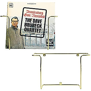 MyGift Modern Brass Plated Metal Wire Wall Mounted Vinyl LP Record Storage Holder, Album Display Rack, Set of 2