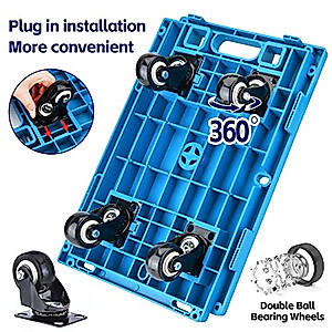 KURPHOYIN Furniture Moving Dolly with Wheels Heavy Duty Small Portable Floor Cart Interlocking Design Free Combination 2 Packs (Blue)