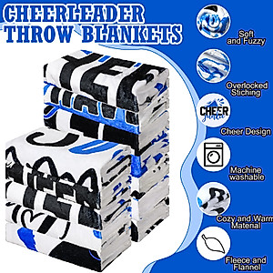 VitalCozy 12 Pcs Cheer Blanket Bulk 50'' x 40'' Cheer Gifts Cheerleading Gifts Soft Flannel Cheerleader Blanket Throw Blanket Summer Blankets for Cheer Team Competition Gifts(Blue)