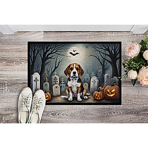 Caroline's Treasures DAC2011MAT Beagle Spooky Halloween Doormat 18x27 Front Door Mat Indoor Outdoor Rugs for Entryway, Non Slip Washable Low Pile, 18H X 27W