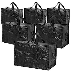 6 Packs Heavy Duty Extra Large Organizer Storage Bag Moving Bag with Strong Handles and Zippers for Moving, Travelling, Christmas Decoration Storage (Black,30 x 12 Inch, 24 x 12 Inch, 20 x 12 Inch)
