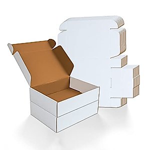 Shipping Boxes 9x6x2, HERKKA 25 PACK White Corrugated Cardboard Mailer Boxes, Medium Mailing Boxes for Packaging Small Business