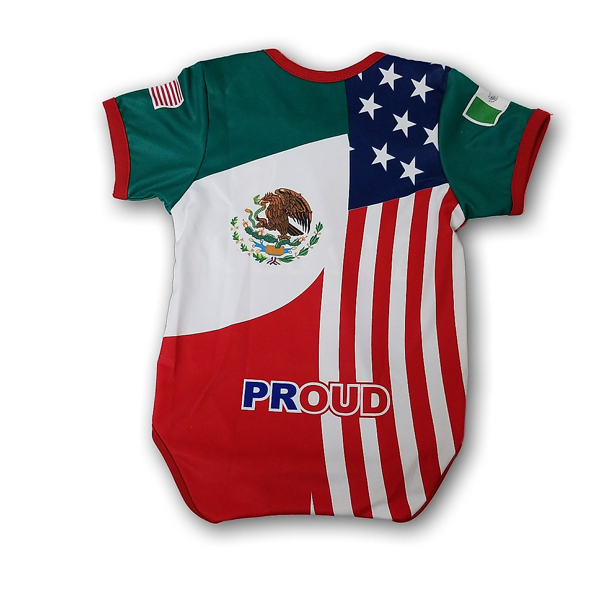 Arza Imports Mexico USA Proud Orgullo Baby Onepice Jumpsuit Mameluco Romper Green, 6-12 Months