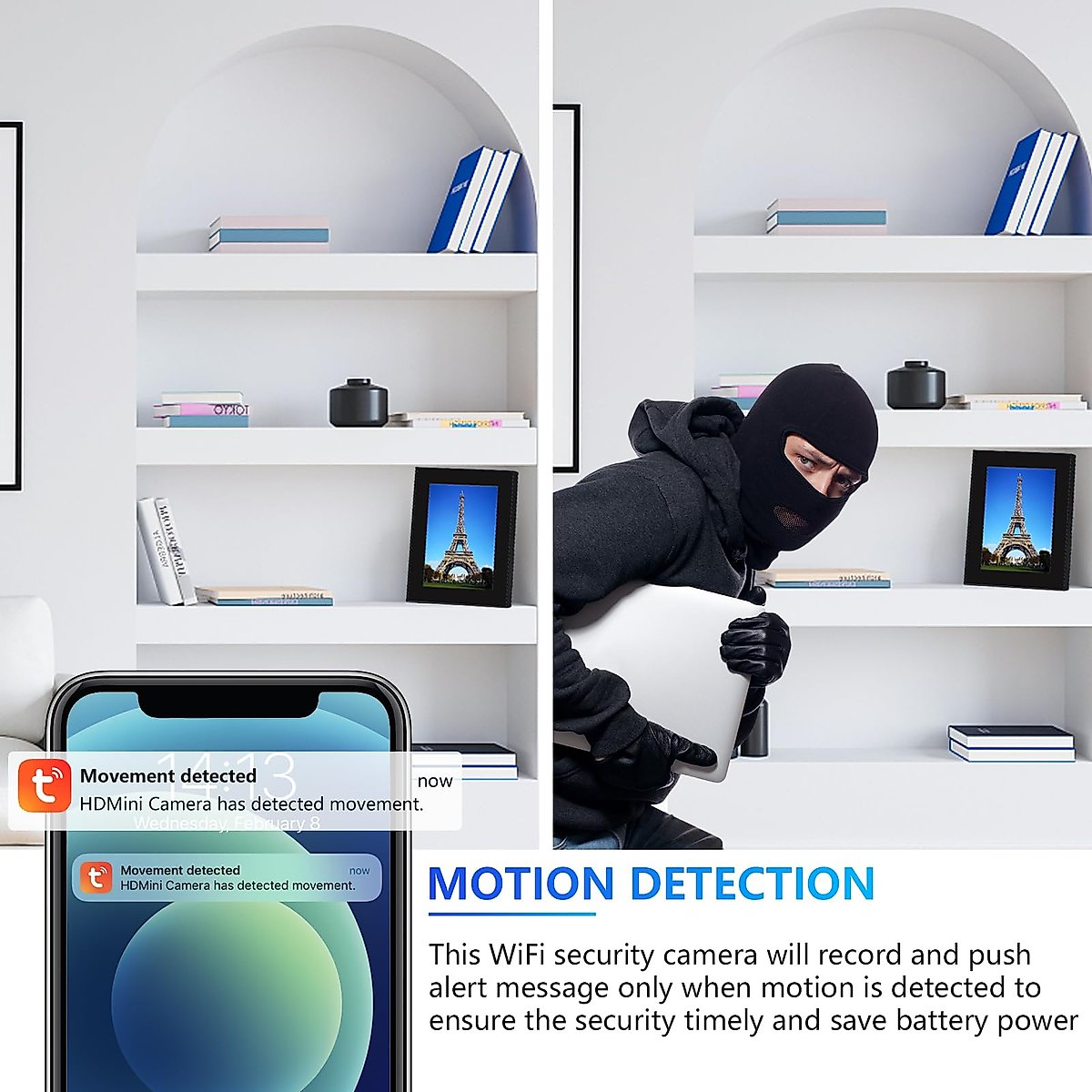 VANCHEER Hidden Camera Photo Frame WiFi Spy Cameras 1080P HD for Home Security Wireless Small Nanny Cam with Motion Detection, Remote View for Indoor Surveillance No Audio Function