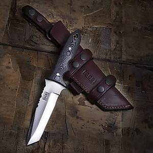 GCS Handmade G10 Handle D2 Tool Steel Tactical knife Hunting Knife Camp Knife with leather sheath Full tang blade designed for Hunting & EDC GCS 210