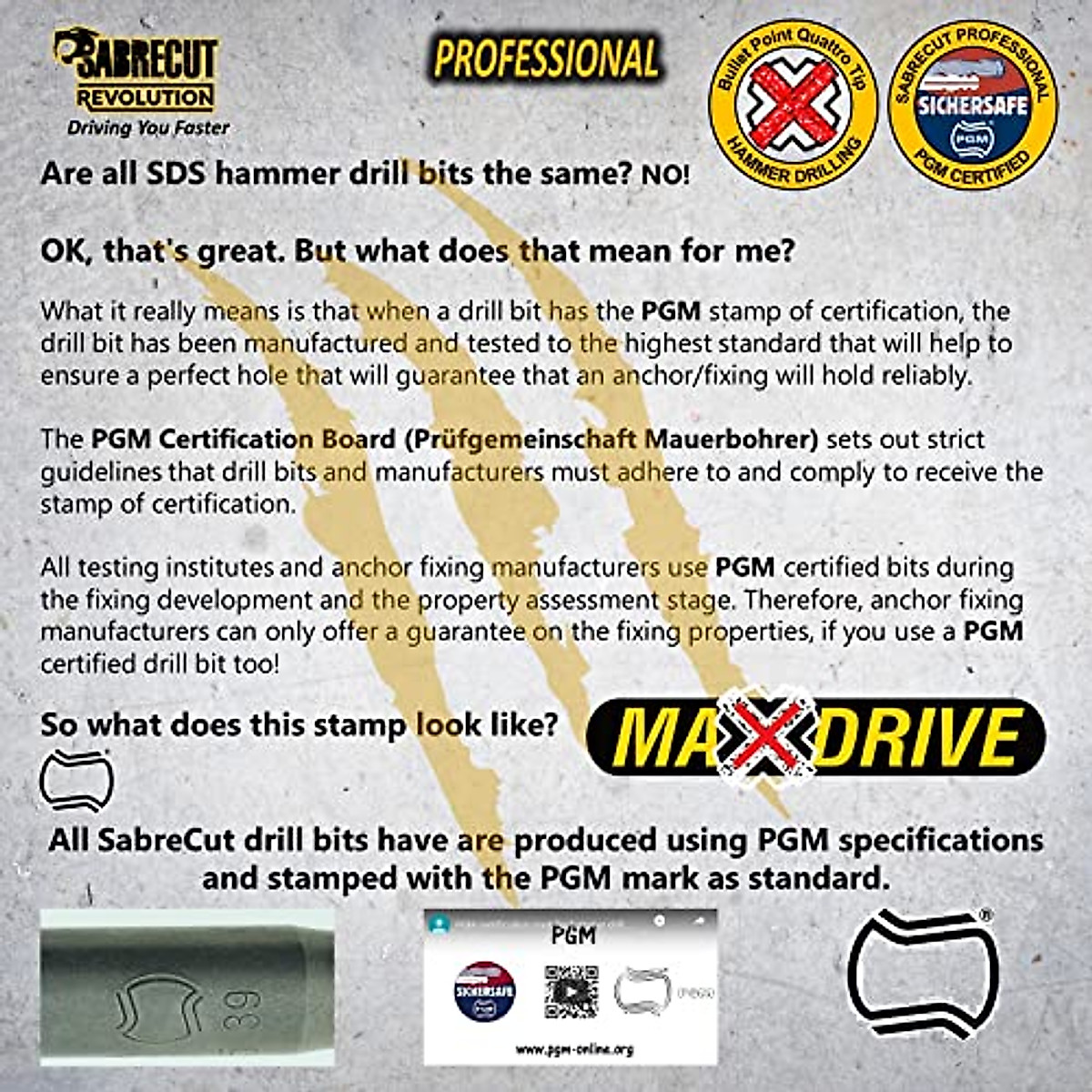 5 x SabreCut QSCK5A 13/64" 7/32" 15/64" 9/32" 5/16" x 6 19/64" Length Quattro PGM Approved Full Carbide 4 Cutter Tip Vortex Flute SDS Plus Drill Bit Mix Kit For Stone Concrete Brick Block