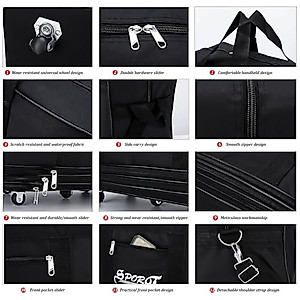 Expandable Rolling Wheeled Duffle Bag Spinner Suitcase Foldable Luggage Expandable (32''), Black
