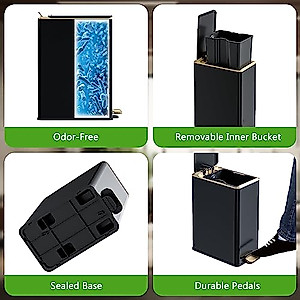 CEROELDA Bathroom Trash Can with Lid-Stainless Steel Step Slim Garbage Can-Metal Wastebasket with Lid-10L/2.6 Gallon Rectangle Pedal Trash Bin for Narrow Office, Kitchen, Bedroom, Toilet (Black)