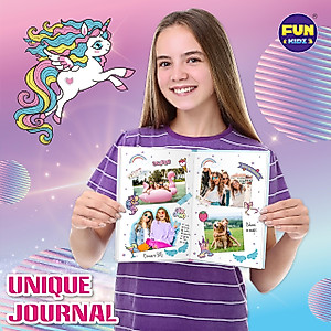 Unicorn Journal Kit for Girls 6-12, FunKidz Scrapbook Set for Teens Diary Kit for Girl Activities Creative Gifts