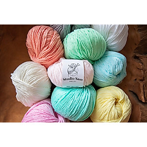 Studio Sam Pure Cotton Yarn Set for Knitting and Crochet. Pack of 10 Skeins, Total 1850 Yards. Fine Yarn for Baby Blankets, Clothes and Amigurumi. Pastel Dreams Collection.