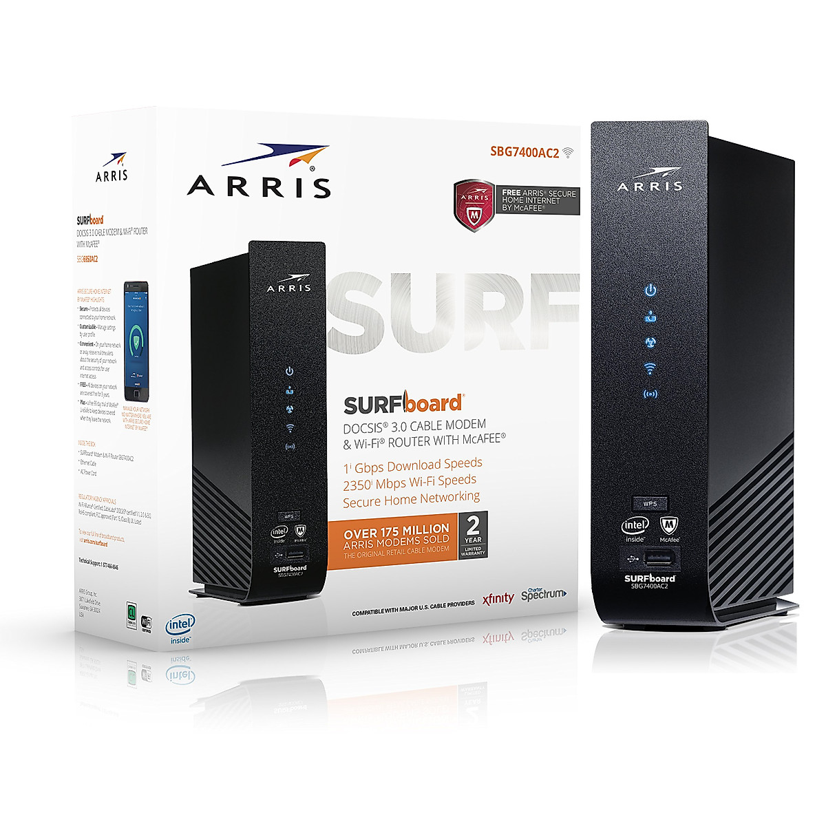 ARRIS Surfboard SBG7400AC2 Cable Modem/Wi-Fi Router with McAfee, 1000548