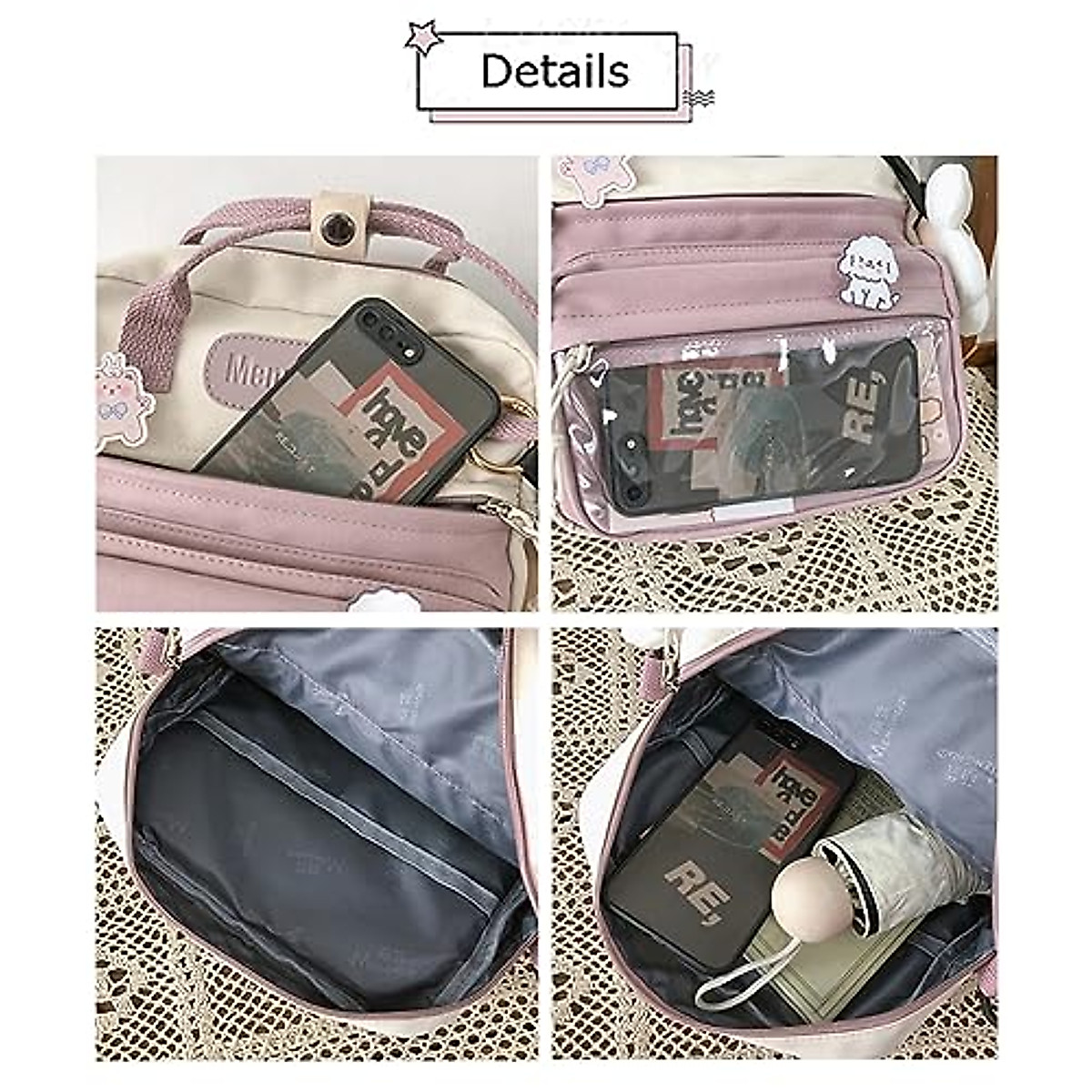 Cute Mini Backpacks with Kawaii Pin and Pendants, Girls Japanese School Bag Travel Waterproof Bookbag Laptop Bag (Green)
