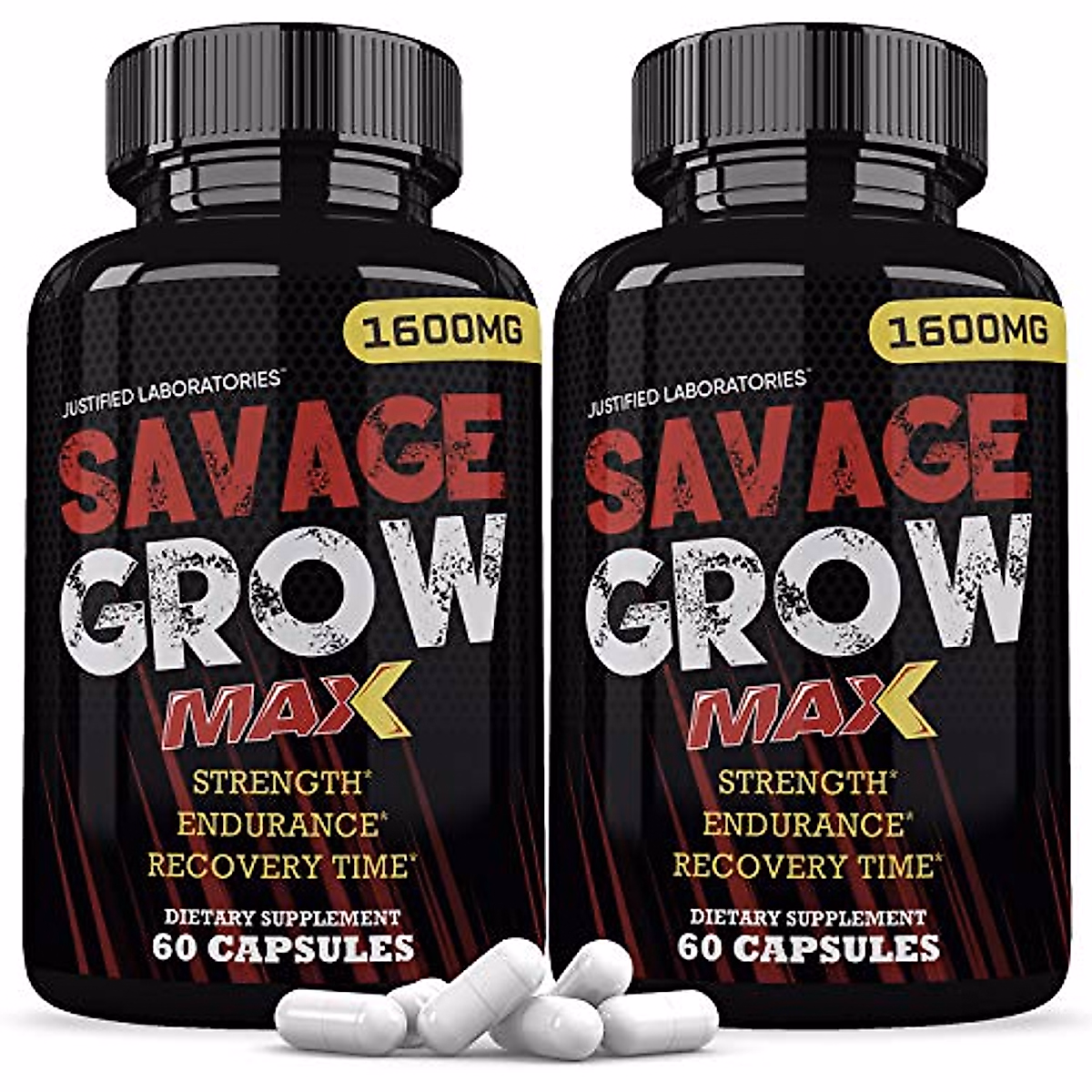 (2 Pack) Savage Grow Max 1600MG All Natural Advanced Men's Heath Formula 120 Capsules