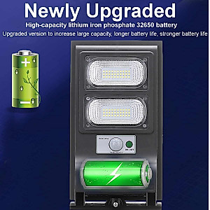 LED Solar Street Light Powerful COB Solar Light PIR Motion Sensor IP67 Outdoor Solar Wall Street Light Waterproof Lamp (30w)