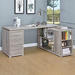 Coaster Home Furnishings Yvette L-Shape Grey Driftwood Office Desk (801516)