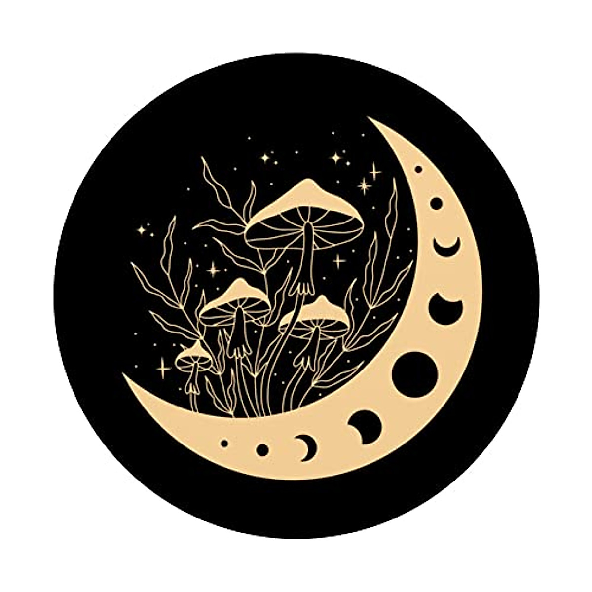 Minimalist Line Art Celestial Mushroom Moon Phases Aesthetic PopSockets Swappable PopGrip