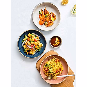 MDZF SWEET HOME 8-Inch Deep Porcelain Dinner Dishes Set, Pasta Bowls, Matte Glaze Serving Dishes Salad Dessert Bowls - 25 Oz - Set of 4