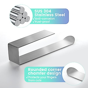 simgoonew Hand Towel Holder, Self Adhesive Towel Ring, SUS 304 Stainless Steel Brushed Towel Racks, Towel Bar for Bathroom Wall, Kitchen