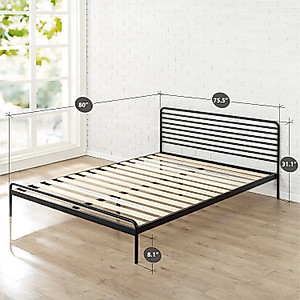 ZINUS Tom Metal Platform Bed Frame Mattress Foundation, No Box Spring Needed, Wood Slat Support. Design Award Winner, King, Black