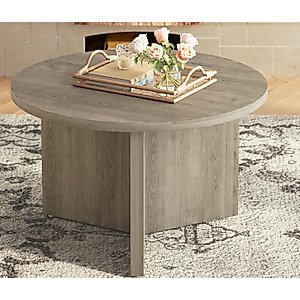 Luoxiao Coffee Table for Small Space, Minimalist Modern Table for Living Room, Durable & Sturdy Small Round End Table with Adjustable Feet Pads, Wood