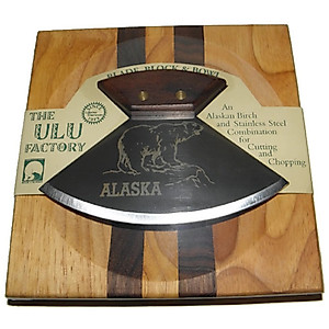 Yupik Ulu Knife/Bowl Set Walnut Handle w/ 6" Polar Bear Etched Blade