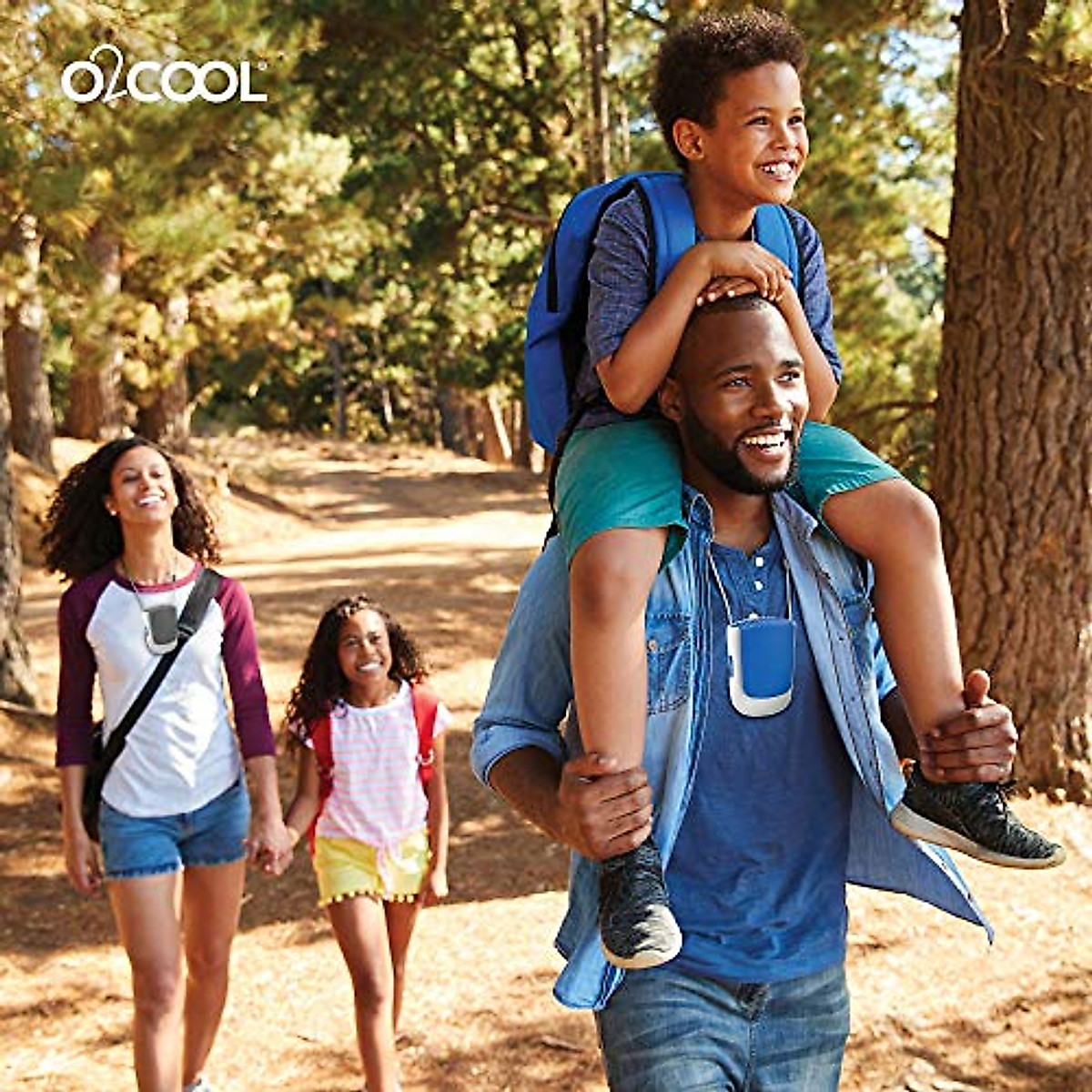 O2COOL Deluxe Necklace Fan | Battery Powered, Hands-Free Personal Cooling Fan w/Adjustable Lanyard, Table Top Stand + Wearable Clip (Dark Blue + Purple (2 Pack))