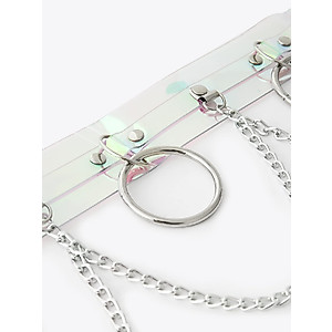 TOPACC Rave Chain Belt Cosplay Holographic Halloween Accessories Iridescent Heart Choker Girls Festival Outfits for Women