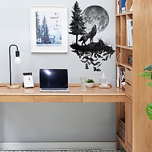 NEWCOMDIGI Wall Decals, Wall Art Stickers, Wall Décor for Bedroom, Living Room, Playroom, Gaming Room, TV Background, Kids Nursery, Apartment, Dorm (Wolf)