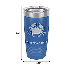 LaserGram 20oz Vacuum Insulated Tumbler Mug, Crab, Personalized Engraving Included (Dark Blue)