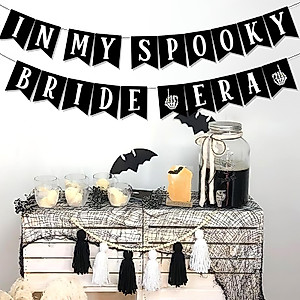 In My Spooky Bride Era Banner Halloween Bachelorette Banner Skeleton Bridal Shower Banner for Women Bride to Be Skull Wedding Engagement Bachelorette Party Decor Supplies