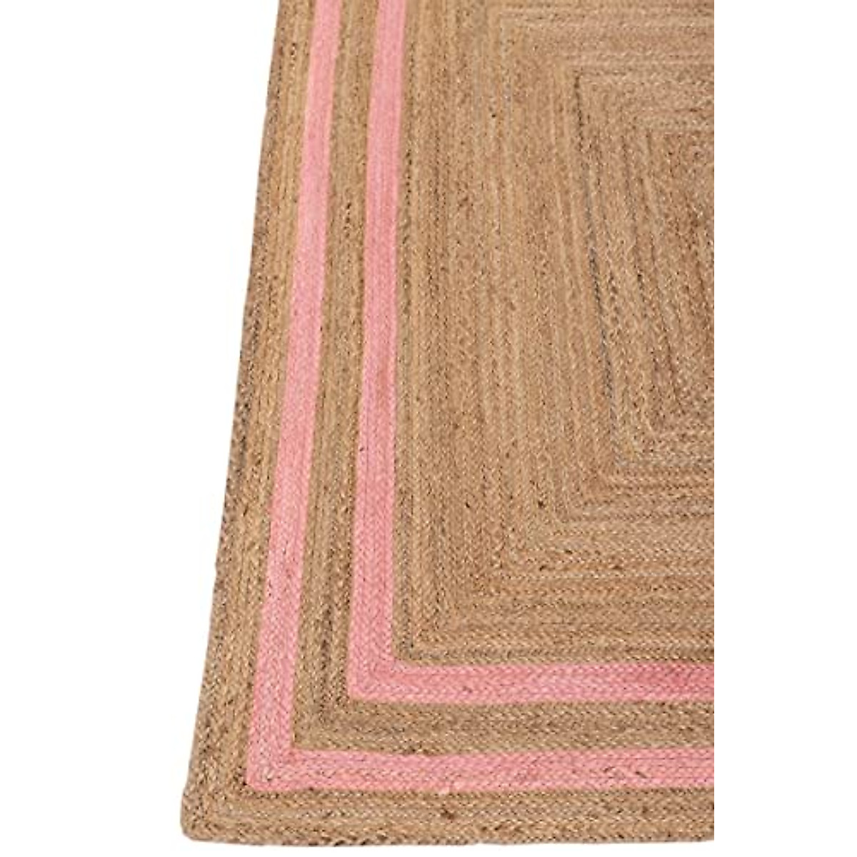 3x5 4x6 5x8 6x9 8x10 9x12 Ft. Indian Hand Braided Pink Stripes Jute Rectangle Handmade Rug Bohemian Jute Rug Round Jute Rug Office Sisal Rug (2x3 feet Jute Rug, Brown + Black Line)