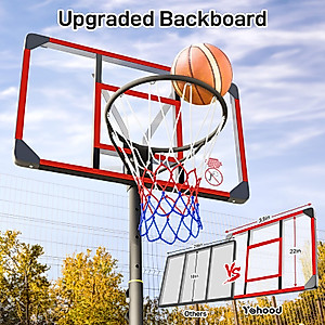 Yohood Kids Basketball Hoop Outdoor 4.82-8.53ft Adjustable, Portable Basketball Hoops & Goals for Kids/Teenagers/Youth in Backyard/Driveway/Indoor, with Enlarged Base and PC Backboard