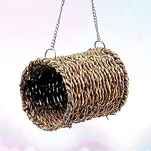 Mipcase Small Pig Play Parakeet Tunnels Tunnel Use Parrot Hammock Pet Rat Natural Tent Woven Guinea for Hedgehog Tube Snuggle Bird Straw Squirrel Chinchilla Seagrass Hamster Nest