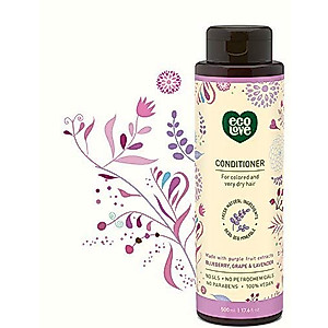 ecoLove - Natural Shampoo & Conditioner Set for Dry Damaged Hair and Color Treated Hair - With Natural Lavender Extract - No SLS or Parabens - Vegan and Cruelty-Free, 17.6 oz.